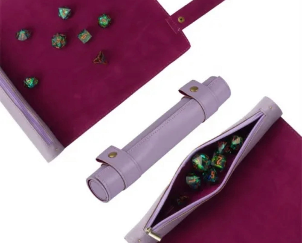 Faux leather dice scroll (purple) – Beholders Gaze